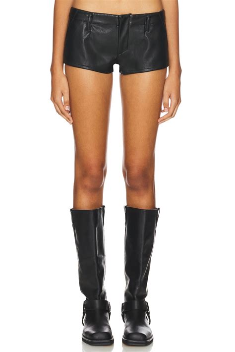 Free People X We The Free Alessia Faux Leather Micro Short In Black