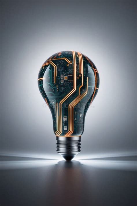 Innovative Light Bulb With Circuit Board Design Stock Image Image Of Round Brownish 340378259