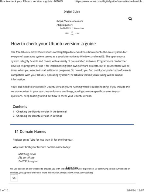 How To Check Your Ubuntu Version A Guide Ionos Pdf Linux