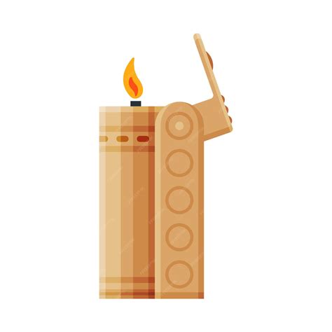Premium Vector Golden Steel Cigarette Lighter With Fire Flammable Smoking Equipment Vector