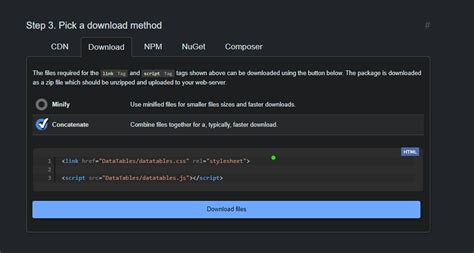 how to download datatables library files that work with jquery 3 6 3 min js — datatables forums