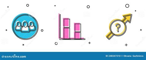 Set Project Team Base Graph Chart Diagram And Arrow Icon Vector Stock Illustration
