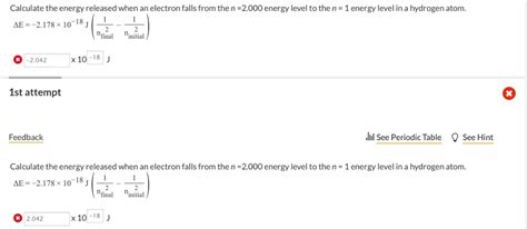 Solved Calculate The Energy Released When An Electron Falls