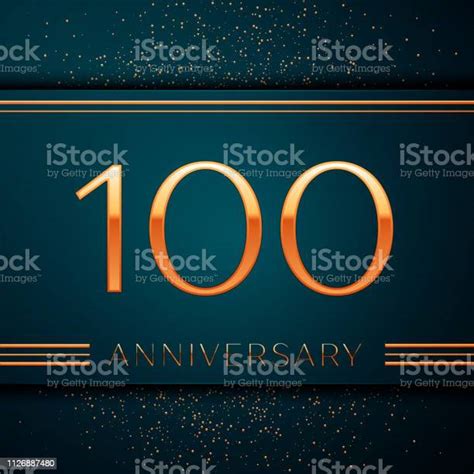 현실적인 백 년 기념일 축 하 디자인 배너입니다 황금 수와 녹색 배경에 색종이입니다 생일 파티에 대 한 다채로운 벡터 템플릿 요소 0명에 대한 스톡 벡터 아트 및 기타