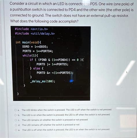 Solved Consider A Circuit In Which An Led Is Connected To Pds One