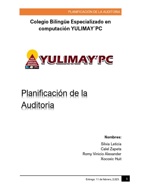 Planificación De La Auditoria Pdf Auditoría Planificación