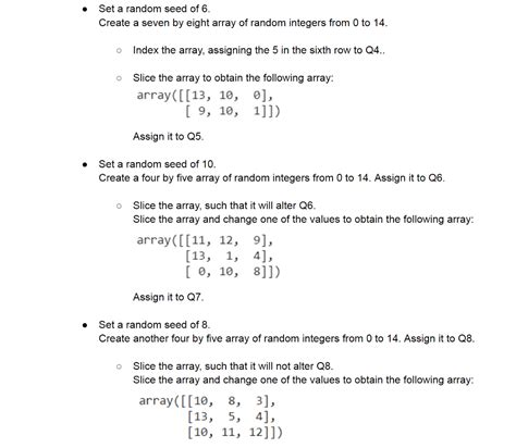 Solved Set A Random Seed Of 5 Create A One Dimensional