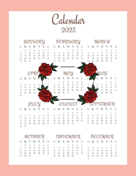 Rose Themed Printable Planner Calendar And Organizer Etsy