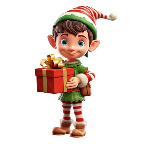 Ai Generated Christmas Elf With T Box 35135766 Png