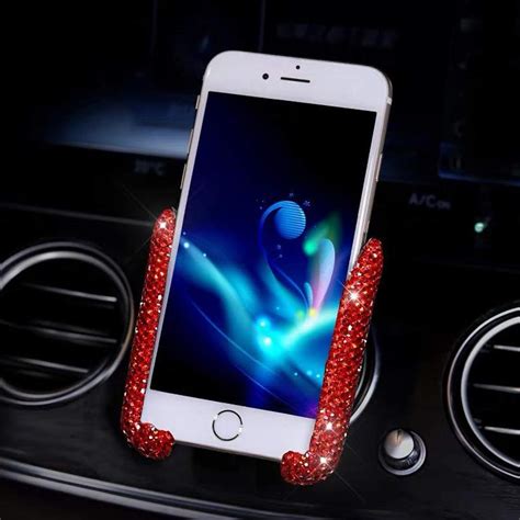 Suncaraccl Bling Car Phone Holder Red Portable