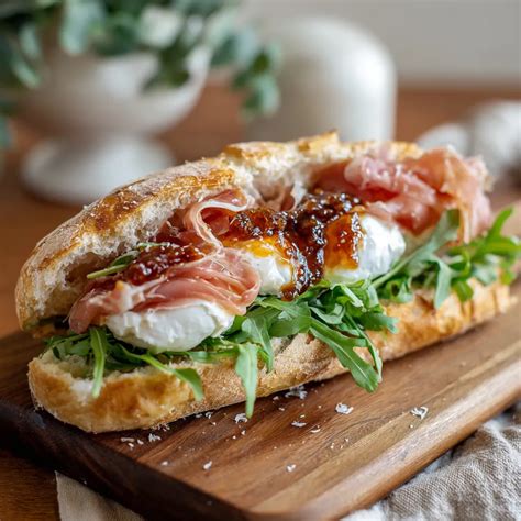 Prosciutto Burrata And Chili Fig Jam Sandwich With Balsamic Cooking