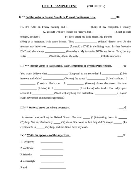 Unit 1 Sample Test Pdf