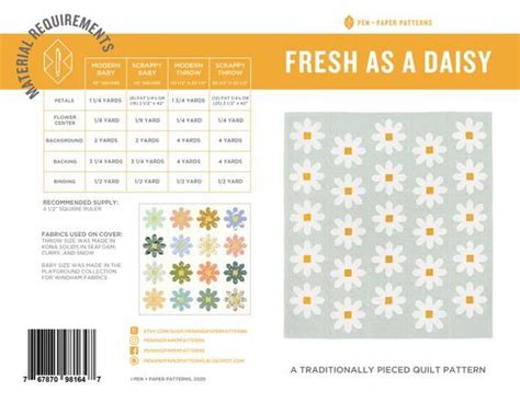 Pdf Fresh As A Daisy Quilt Pattern Etsy Quilt Patterns Pattern
