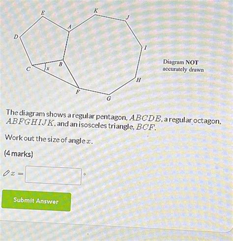 Solved Diagram Not Accurately Drawn The Diagram Shows A Regular Pentagon Abcde A Regular Octa