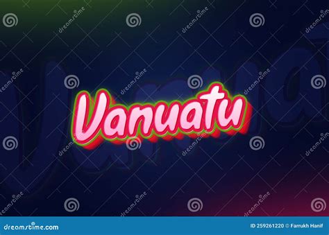 Creative Country Name Vanuatu Text Design Stock Illustration