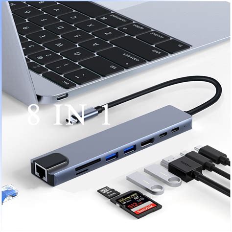 Jual Usb C Hub Type C To K Hd Compatible Rj Usb Sd Tf Card Reader Pd Fast Charge In