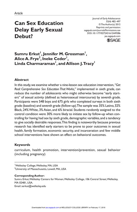 Pdf Can Sex Education Delay Early Sexual Debut