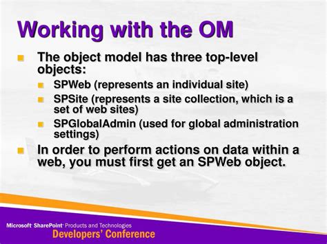 Ppt Programming Sharepoint Object Model Web Services And Events