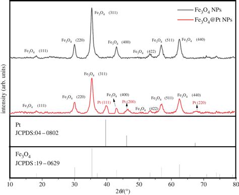 Xrd Patterns Of Fe3o4 Nps And Fe3o4pt Nps Download Scientific Diagram
