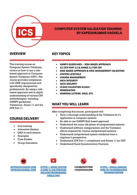 Mastering Csv And Compliance For Automated System Pdf