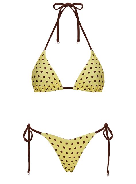 Jenner Triangle Bikini Top Yellow Polka Dot Princess Polly