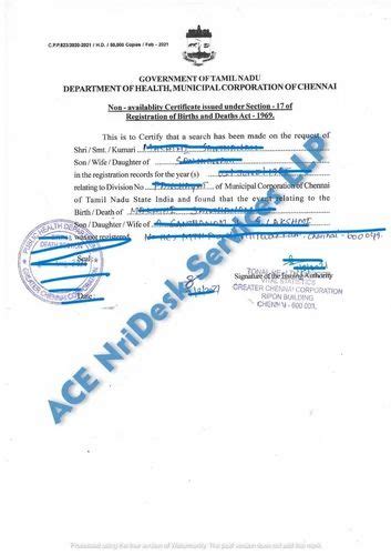 Non Availability Certificate Format India Ace Nridesk Services Llp At ₹ 10000 Certificate