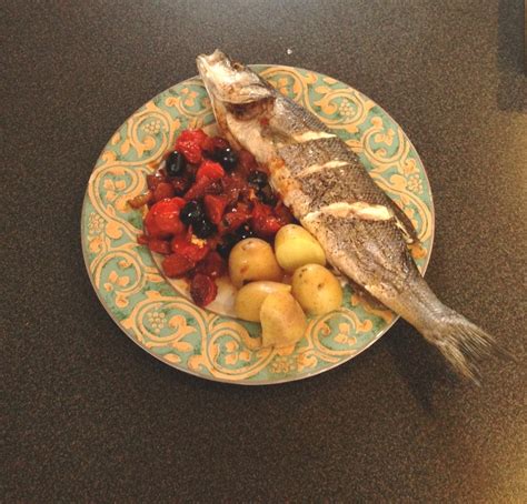 The Diary Of An Unaccomplished Cook Roasted Sea Bass With Chorizo Red