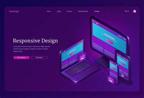 Responsive Design Isometric Landing User Interface 14400832 Vector Art