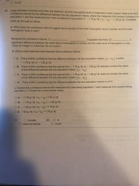Solved O Is Not Large Samples Of Women And Men Are Obtained