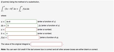 Solved 2 Points Using The Method Of U Substitution Chegg Com