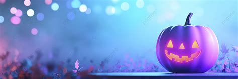 파란색 조명 할로윈 배경 디자인을 사용하여 연단에 빛나는 보라색 호박의 3d 렌더링 할로윈 휴일 호박 배경 일러스트 및 사진 무료 다운로드 Pngtree