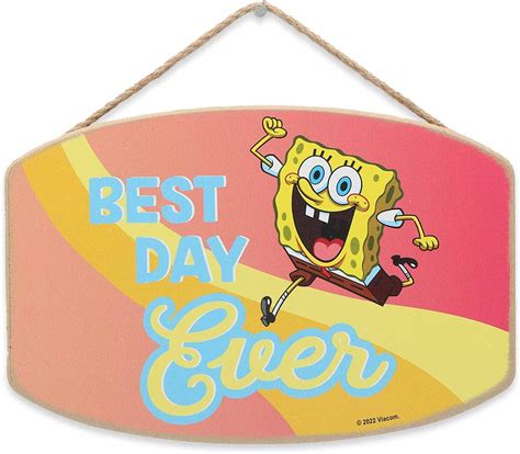 Nickelodeon Spongebob Squarepants Best Day Ever Hanging Wood Wall Decor