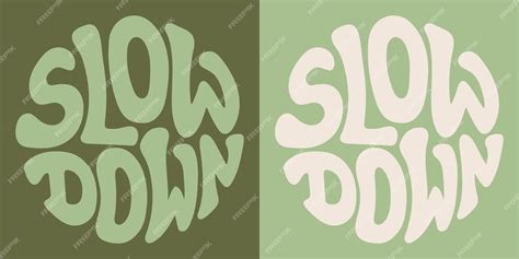 그루비 레터링 슬로우 다운 레트로 슬로건 원형 모양 포스터를 위한 트렌디한 그루비 인쇄 디자인 프리미엄 벡터