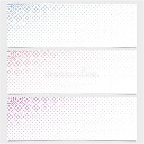 Halftone Circle Pattern Banner Template Set Vector Design From Rings In Varying Sizes Stock