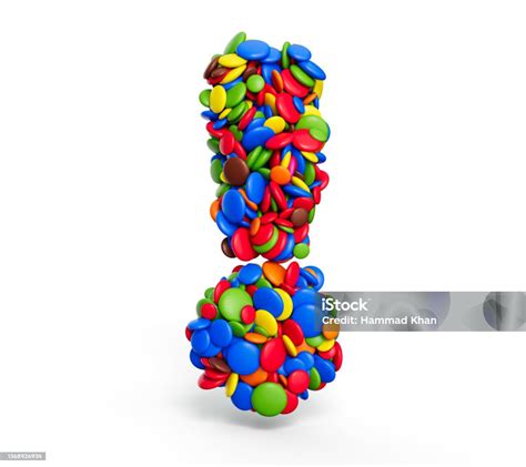 흰색 배경 3d 일러스트레이션에 고립 된 여러 가지 빛깔의 무지개 사탕축제의 느낌표 구에 대한 스톡 사진 및 기타 이미지 구 노랑 녹색 Istock