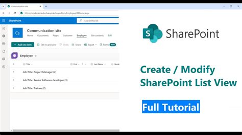 Create And Customize Sharepoint List View Microsoft Sharepoint Youtube