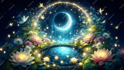 Premium Photo A Magical Pond With Sparkling Water Surrounded By