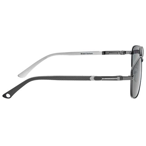 Gotham Polarized Sunglasses Silver Frame Black Lens Breed
