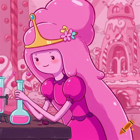 Cartoon Princess Bubblegum Working With Beakers In A Science Lab On Craiyon