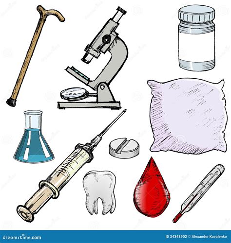 Set Of Medical Objects Stock Vector Illustration Of Stick 34348902