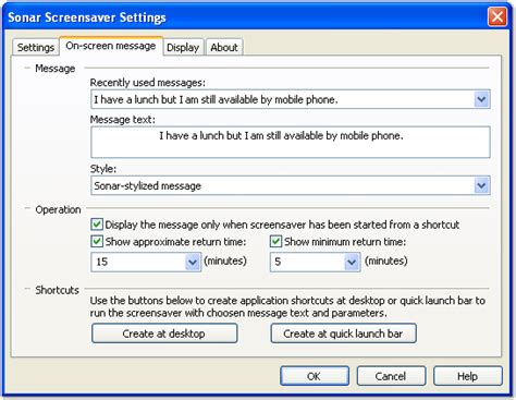 Sonar Screensaver Online Help Configuring The Screensaver