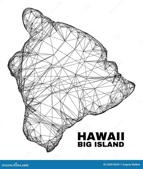 Linear Irregular Mesh Hawaii Big Island Map Stock Vector Illustration Of Collage Geometric