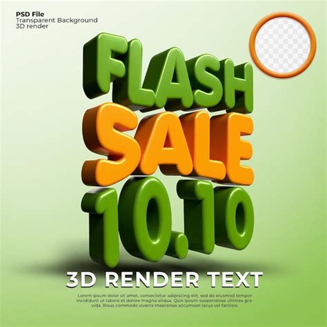 Premium Psd 3d Render Text Flash Sale 1010 Green And Yellow Color