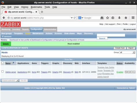 Centos 6 Zabbix Set Monitoring Target Server World