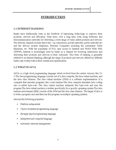 Internet Banking Java Project Report Introduction 1 Internet Banking