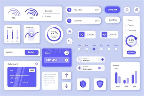 User Interface Elements Set For Banking Mobile App Or Web Vector