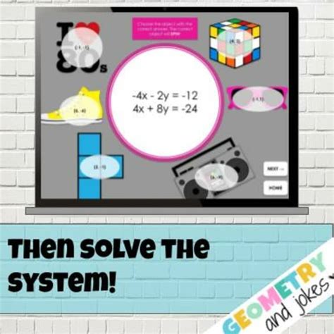 Systems Of Equations Digital Self Checking Game Algebra 1 By Geometry