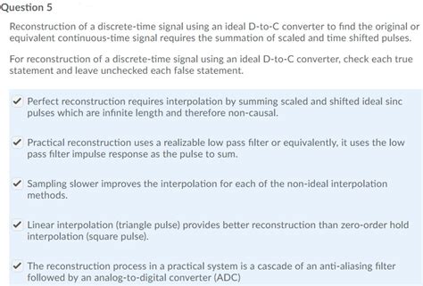 Solved Question 5 Reconstruction Of A Discrete Time Signal