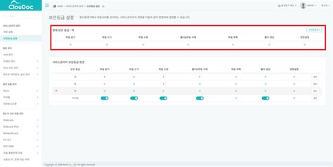서비스관리자 보안등급 설정