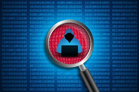 Hacker Under Magnifying Glass Stock Illustration Download Image Now Abstract Binary Code